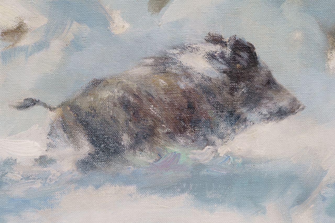 Manfred Schatz | Paintings for Sale | Wild boars in the snow